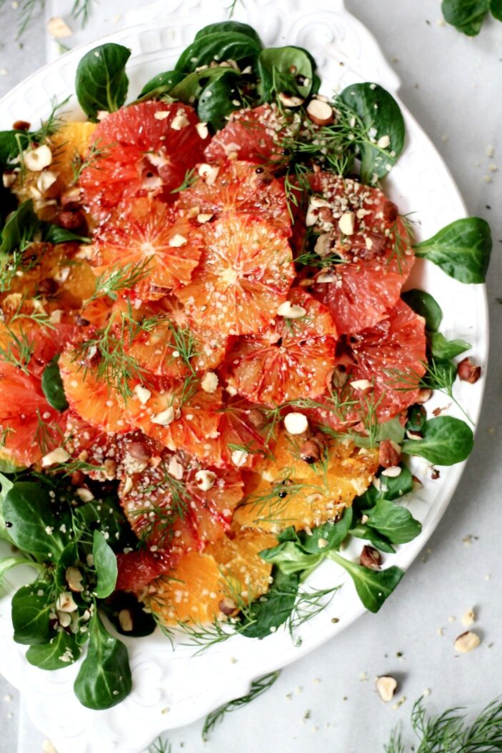 Citrus Salad with Sweet Greens, Dill and Balsamic Glaze