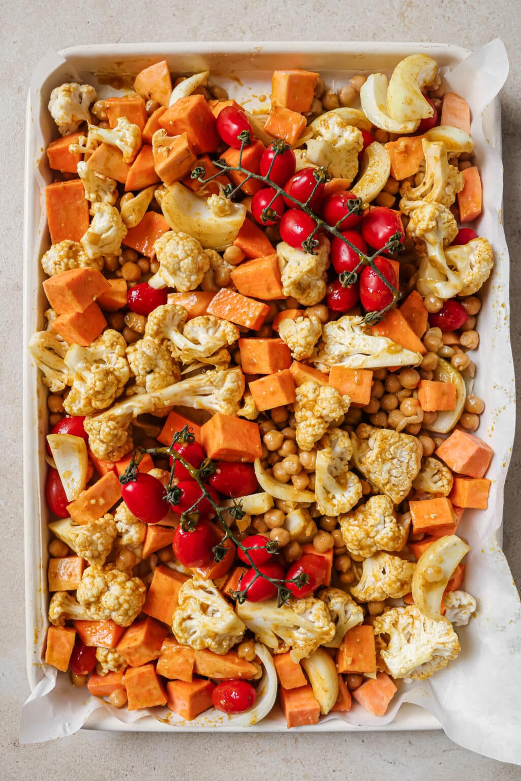 30-Minute Spiced Roasted Sheet-Pan Vegetables with Chickpeas - Two Spoons