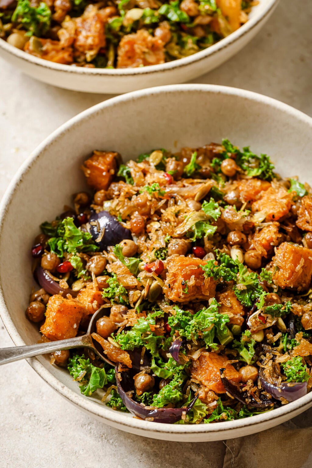Viral Crispy Rice Salad with Kale and Lemon Miso Dressing - Two Spoons
